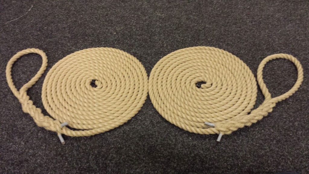 2 X 8 METRES OF 16MM SYNTHETIC HEMP TRADITIONAL MOORING ROPES - More ...